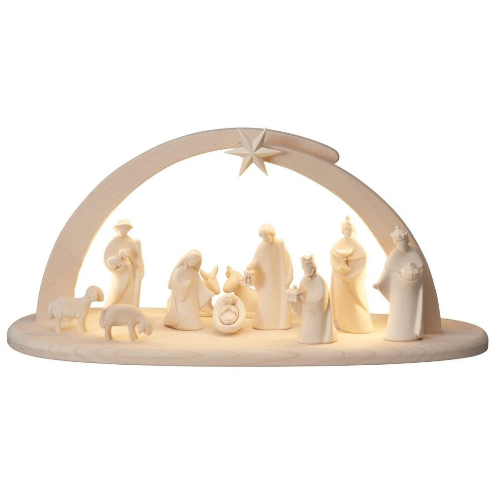 Nativity scene with light Leonardo with 12 figures LE | Nativity scene ...